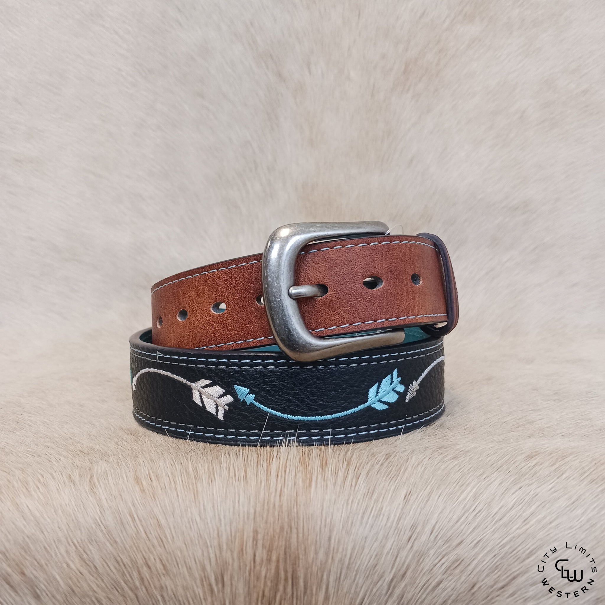 Catchfly Girls Belt w/ Arrow Embroidery (22095BE4) | City Limits Western
