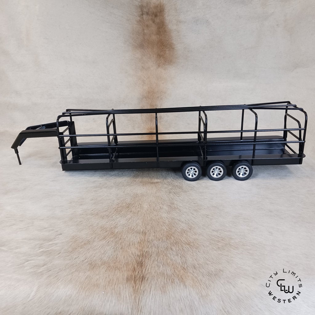 Gooseneck Long Trailer w/ Split Gates Black Gooseneck Triple Axle ...