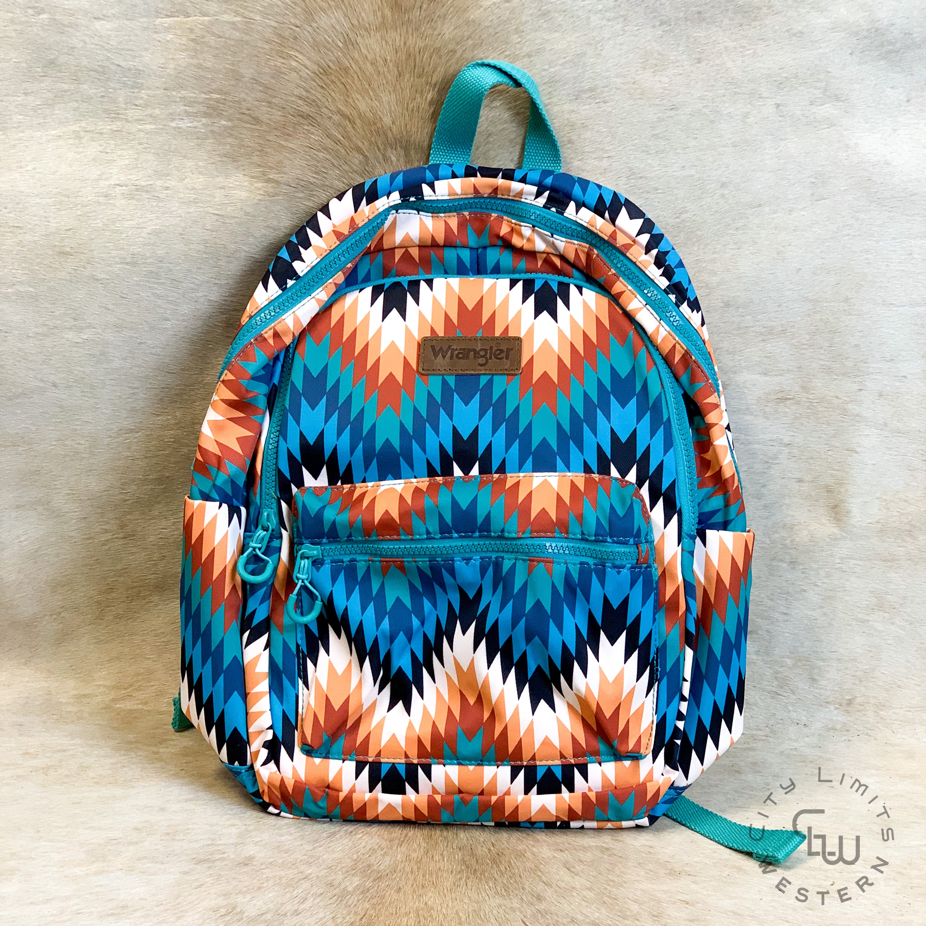 Turquoise Wrangler Aztec Print Backpack | City Limits Western