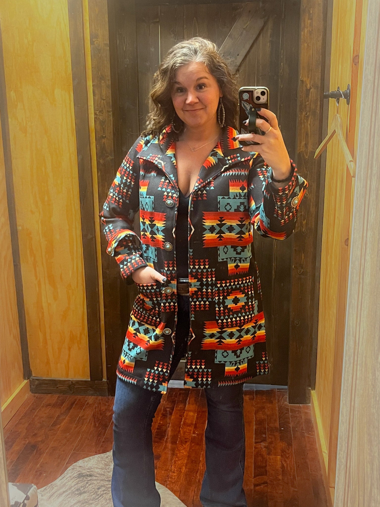 Bright & Black Aztec Wool Blend Jacket | City Limits Western